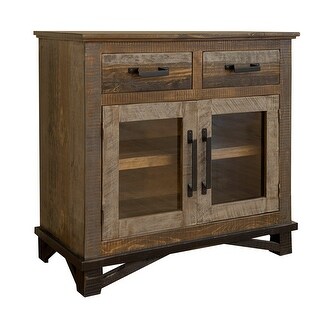 Peya 36 Inch Sideboard Buffet Console, 2 Drawers 2 Doors, Brown Pine ...