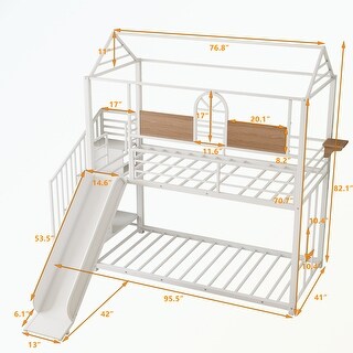 Twin Over Twin Metal Bunk Bed with Slide and Storage Stair - Bed Bath ...