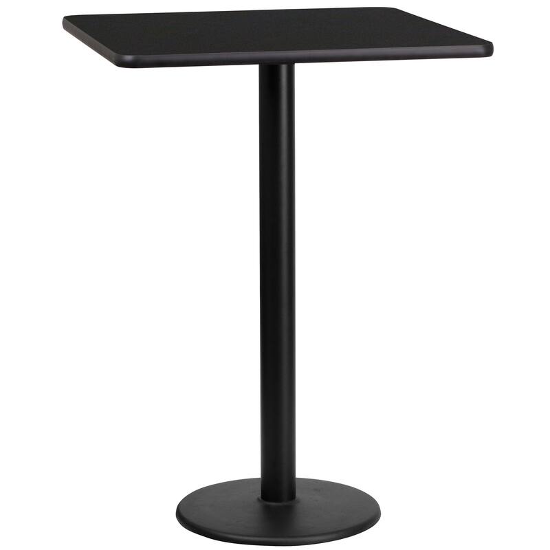 24'' Square Laminate Table Top with 18'' Round Bar Height Table Base ...
