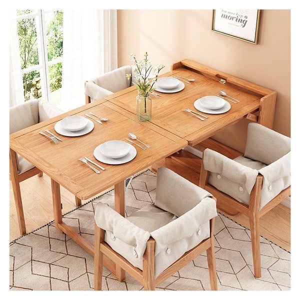 Simple Modern Rectangle Dining Furniture Burlywood Folding Extendable ...