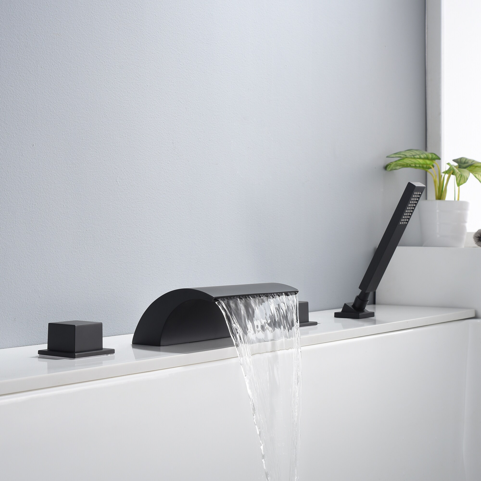 Bathroom Sink High Flow Wall Mount SHOWER Waterfall Tub Faucet - Bed ...