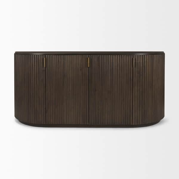 Terra Dark Brown Solid Wood Fluted Sideboard - 72.0L x 18.5W x 32.0H ...