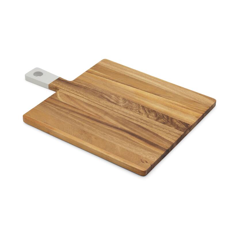 Square Paddle Board, Acacia Wood, White - Overstock - 31804415