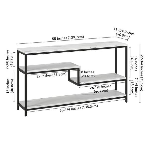 Mathis 55" Wide Rectangular Console Table with Faux Marble Top - Bed ...