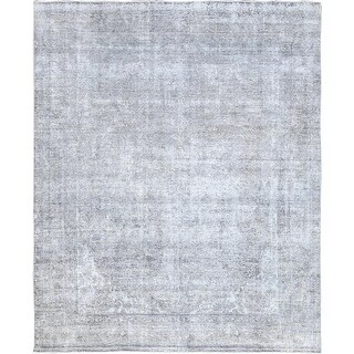 Shahbanu Rugs Medium Gray Vintage Persian Tabriz Faded Out Shaved Down ...