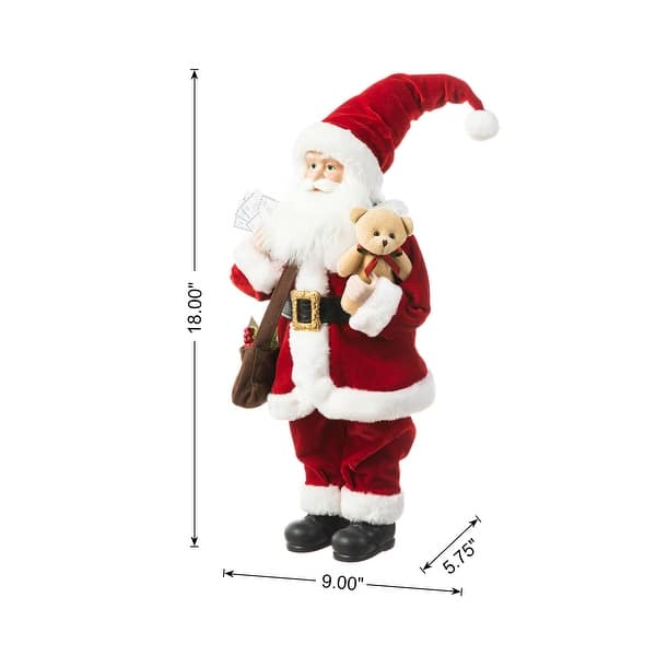 Glitzhome Christmas Lifelike Standing Santa Figurine Table Top Decor ...