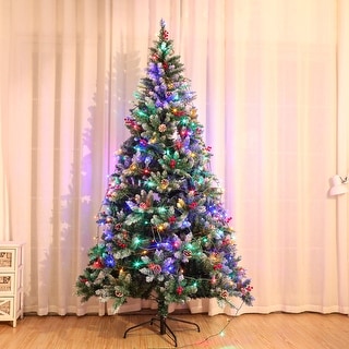 7.5ft Christmas Tree Artificial Full Xmas Trees with 200pcs LED,Green ...