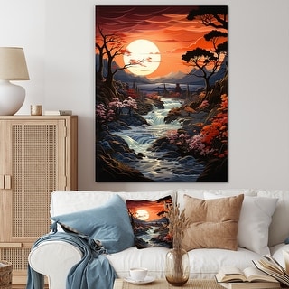 Designart "African Pointillism Landscape At Sunset I" Animation Canvas ...