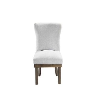 Gray Linen Wing Back Accent Chairs Upholstered Dining Chairs 2-pc - Bed ...