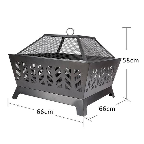 Square Iron Outdoor Fire Pit with Spark Screen - Bed Bath & Beyond ...