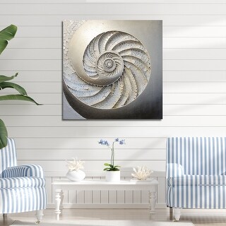 Designart "Silver Swirl Shell Fish I" Nautiluswall Art - Bed Bath ...