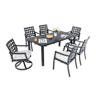 7 Piece All Weather Aluminum Patio Dining Furniture Set with ...