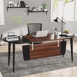 Big Executive Desk with Splice Board, Tapered Legs, Rustic - Bed Bath ...