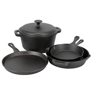 5 Piece Pre-Seasoned Cast Iron Cookware Set in Black - Bed Bath & Beyond - 40301406