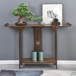 Walnut Console Sofa Table, Vintage Sofa Table Narrow Long Console Table ...