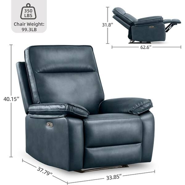 Dark Blue Faux Leather Electric Power Recliner Chair - Bed Bath ...