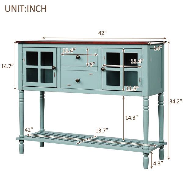Buffet Table Console Table with Storage Drawers and Cabinets and Bottom ...