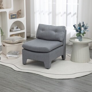 Cushioned Deep Seat Armless Accent Chair,Oversized Leisure Barrel ...