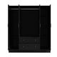 Timechee Wardrobe Armoire Wooden Closet with Mirror 4 Doors 2 Drawers ...