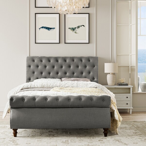 Fidelia Traditional Lighted Sleigh Platform Bed with UL Certificate by HULALA HOME