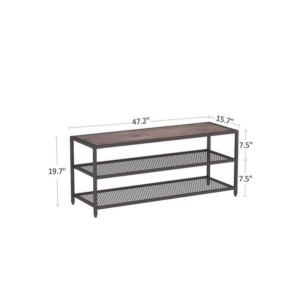 Year Color 3-Tier Entertainment Center TV Stand with Shelves - Brown ...