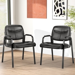 PU Leather Soft Executive Reception Chair with Padded Set of 2 - N/A ...