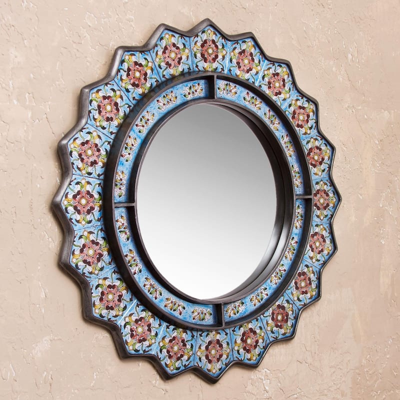 NOVICA Handmade Flowers Birds Accent Wall Mirror (Peru) - Overstock ...