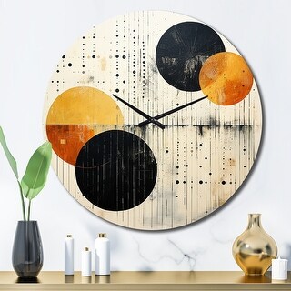 Designart "Grey Orange Mid Century Minimalist Oasis I" Abstract ...