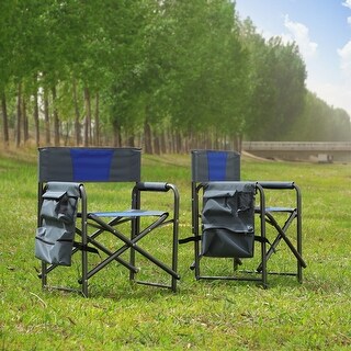 2 PCS Padded Folding Outdoor Chair with Storage Pockets - Bed Bath ...