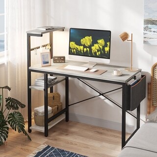 Computer Desk Home Office Desk with LED & Adjustable Shelves - On Sale ...