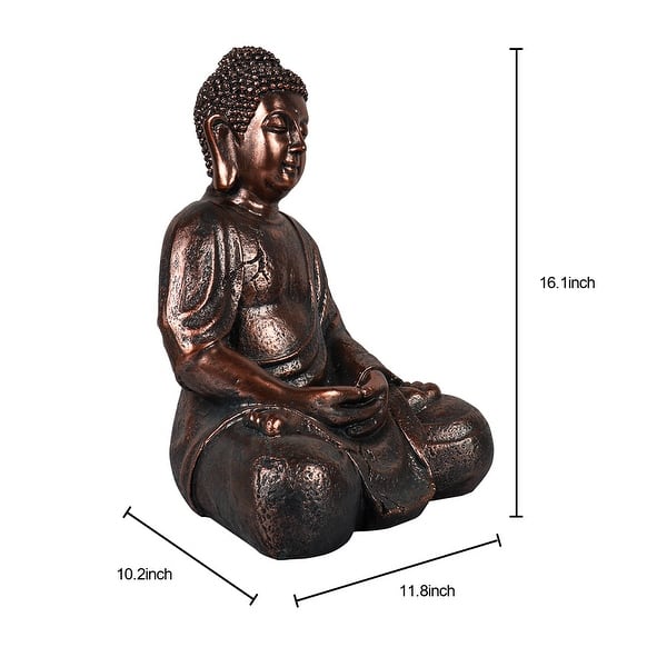 16-Inch Tall Indoor/Outdoor Meditating Statuary Decor Buddha Statue ...