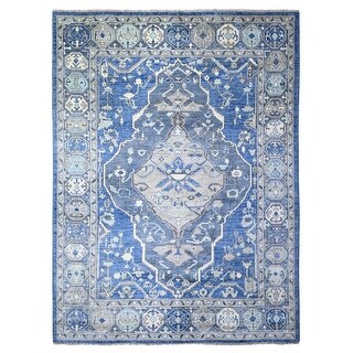Shahbanu Rugs Steel Blue Anatolian Village Inspired with Large ...