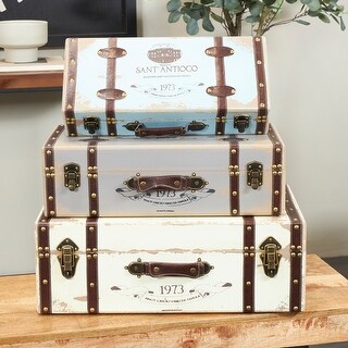 Multi Colored Wooden Nesting Decorative Trunk with Vintage Accents and ...