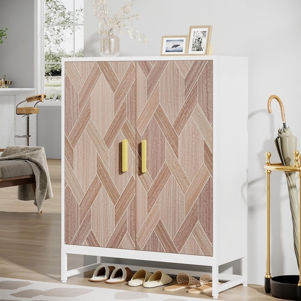 20 Pairs Shoe Cabinet, 37.4 Inch Modern Shoe Storage Cabinet with Doors ...