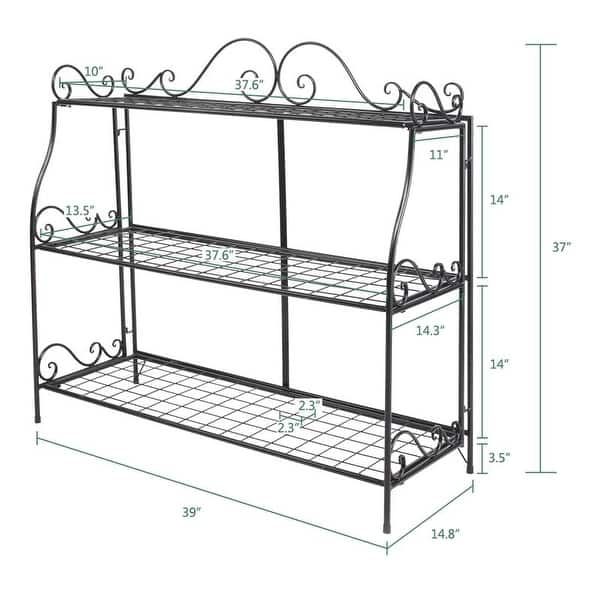 Modan Lace 3-tier Black Iron Plant Stand by Havenside Home - Bed Bath ...