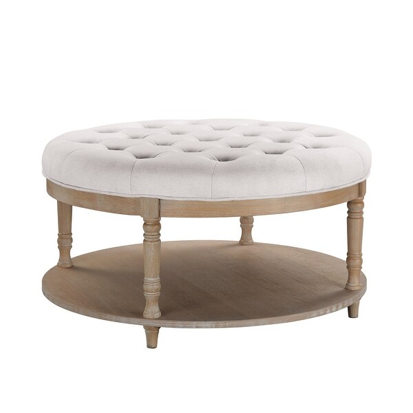 Corvus Savannah 36 inch Round Storage Tufted Chesterfield Cocktail Ottoman On Sale Bed Bath Beyond 33992910
