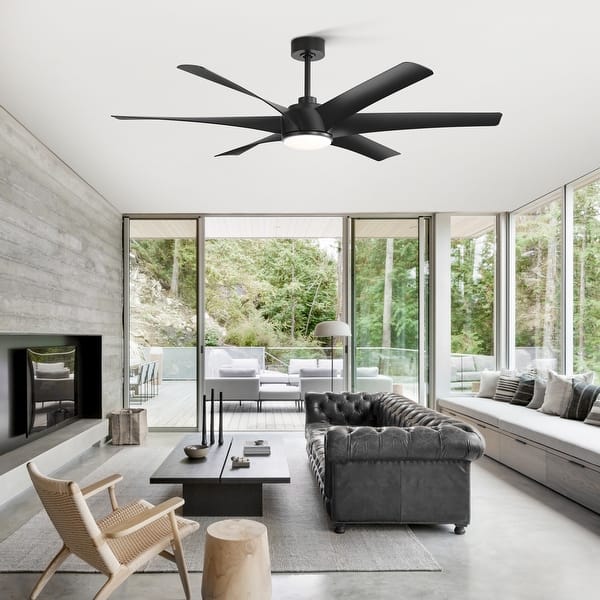 65-in Gold Large Indoor Ceiling Fan with Light Remote-6 blade - Bed ...
