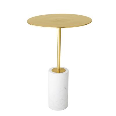 Gold Metal Table with White Marble Base - Overstock - 31638188