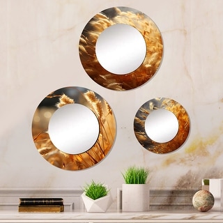 Designart "Purple Tulip Tapestry III" Floral Tulip Mirror Set Of 3 ...