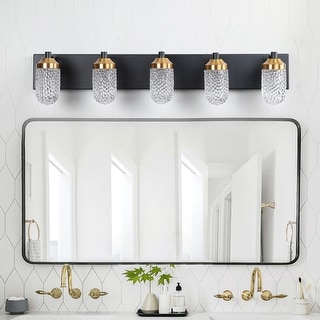 Modern LED 5-Lights Bathroom Vanity Lights with Glass Shade - Bed Bath ...
