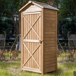 Outdoor Patio Wooden Storage Sheds Fir Wood Lockers with Workstation ...