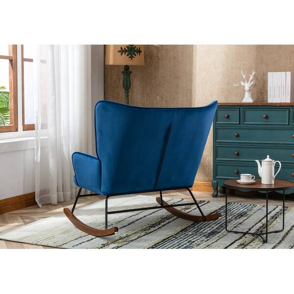 High Back Rocking Chiar Nursery, Comfortable Rocker Padded Seat, Modern ...