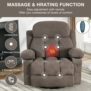 Massage Heated Sofa Swinging Recliner w/USB Port & Cup Holder - Bed ...