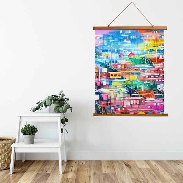 BARRIO EL CERRO DE YAUCO Scroll Tapestry by Zaira Dzhaubaeva - 26X36 ...