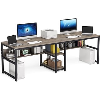 HOMCOM 88undefined Extra Long 2-Person Computer Desk w/ Bookshelf Combo ...