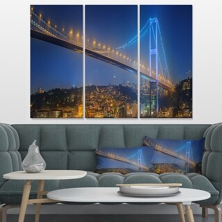Designart "Bosphorus Bridge at Night Istanbul" Landscape Canvas Art ...