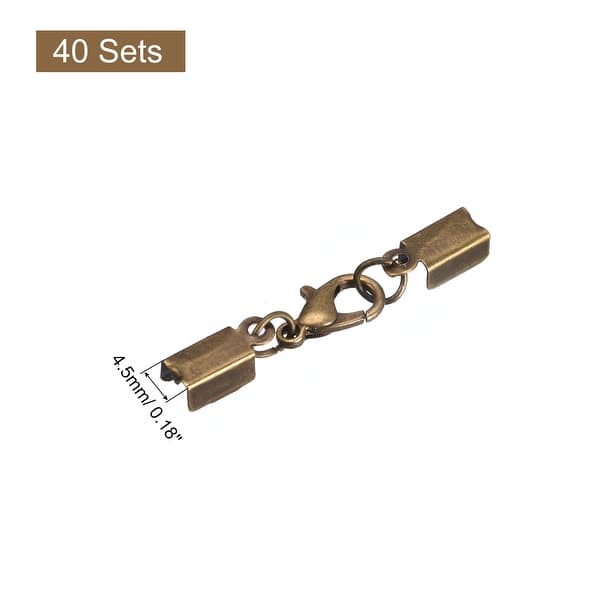 40Sets 3mm Fold Over Cord Ends with Lobster Claw Clasps for DIY - Bed ...