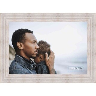 16x10 Rustic White Complete Wood Picture Frame with UV Acrylic, Foam ...