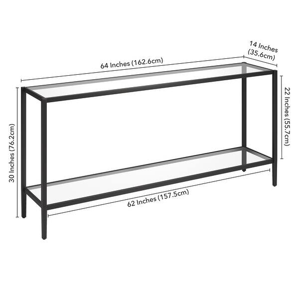 Hera 64'' Wide Rectangular Console Table with Glass Shelf - 64" Wide ...