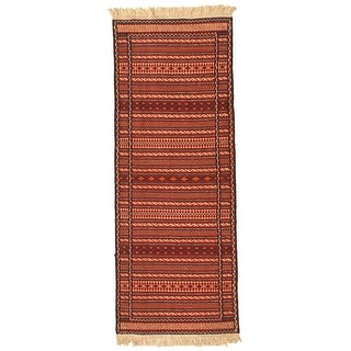 Flat-weave Ottoman Kashkoli Red Wool Sumak - 2'4" x 6'7" Runner/2'4 x 6'7 - Bed Bath & Beyond ...